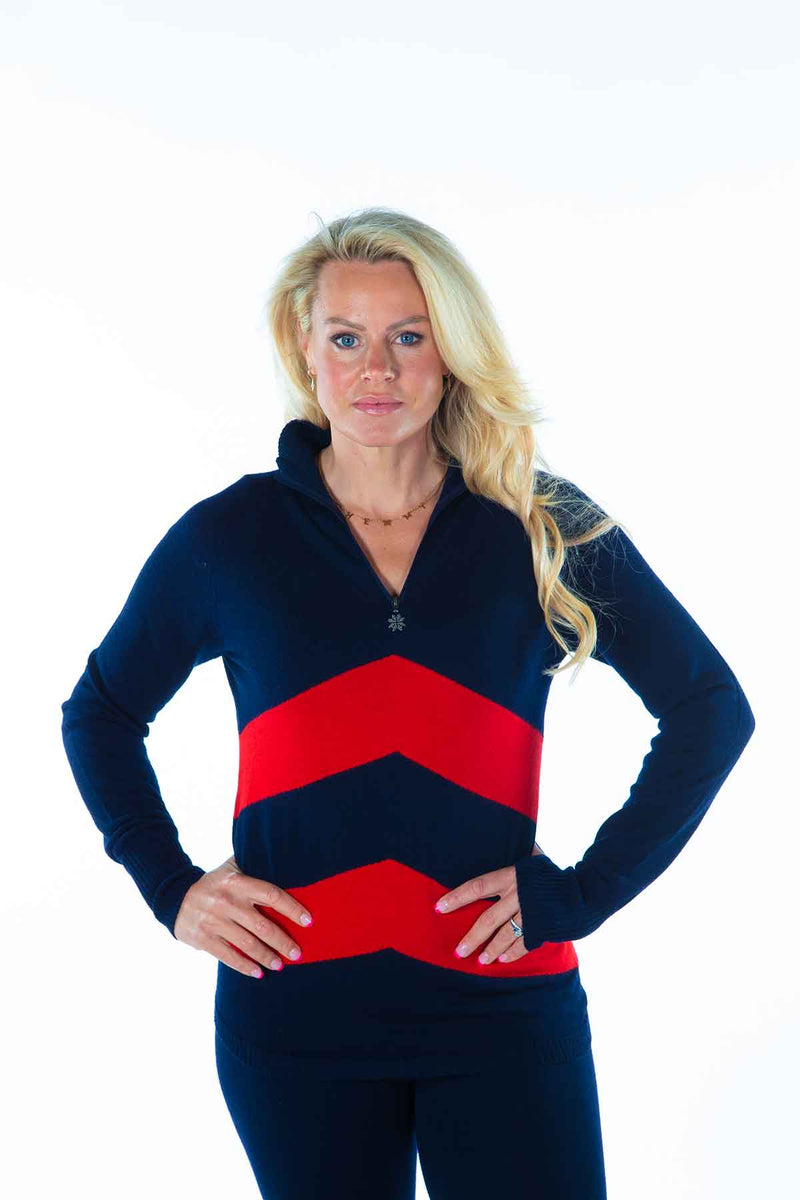Womens Kitzbuel Jumper Navy and Red – Snow Finel